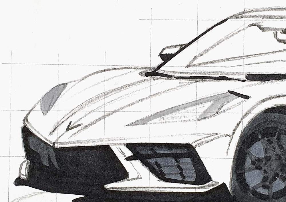 How to Draw a Corvette C8 - Easy & Exact Step-by-Step Tutorial